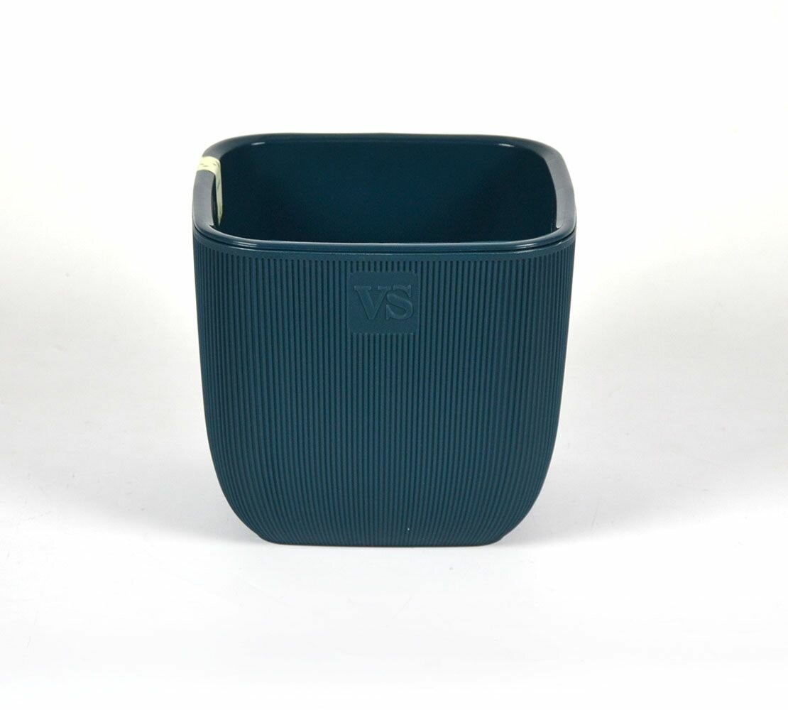 Кашпо VipSet Фабио 1,95л синий с дренажной вставкой / d14см / h12,5см