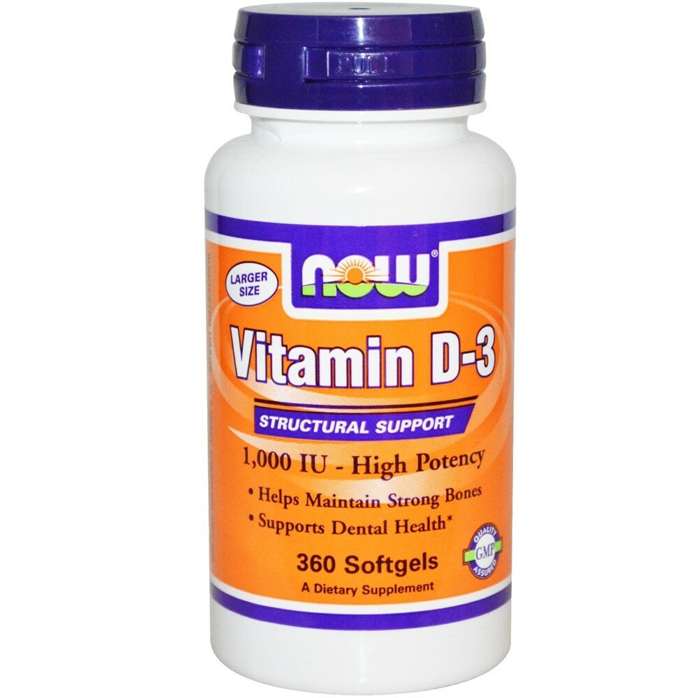 NOW Vitamin D-3 1000 IU (360гел. капс)