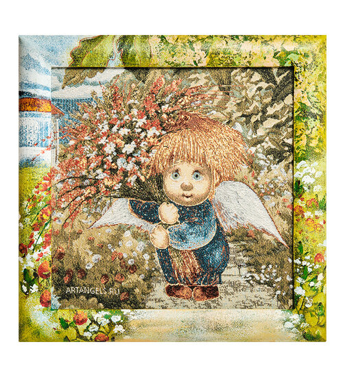 Гобелен в расписной раме Подарю тебе счастье 35х35 ANG-1021 113-504648