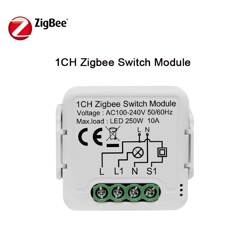 Модуль умного выключателя света Tuya Zigbee 1/2/3/4 Gang Automation DIY Breaker 2-стороннее управление работает с Alexa Google Home