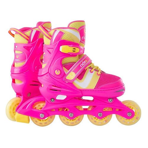 Роликовые коньки RIDEX Wing, для девочек, размер 30-33, колеса 64мм, ABEC 3, розовый/желтый [ут-00018622]