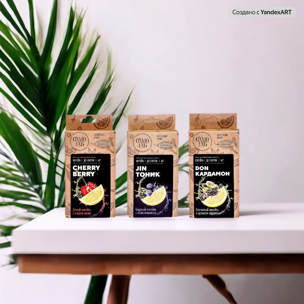 Набор трав для приготовления коктейлей "Cherry Berry, Jin Тоник, Don Кардамон