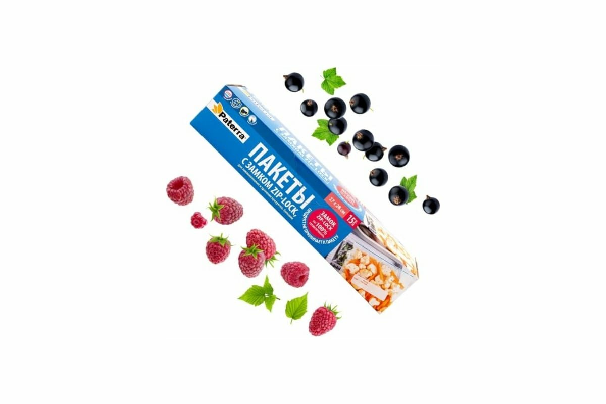 PATERRA Пакеты хранения и замораживания с ZIP-LOCK 27x28 см 3 л 40 мкм во футляре 109-195