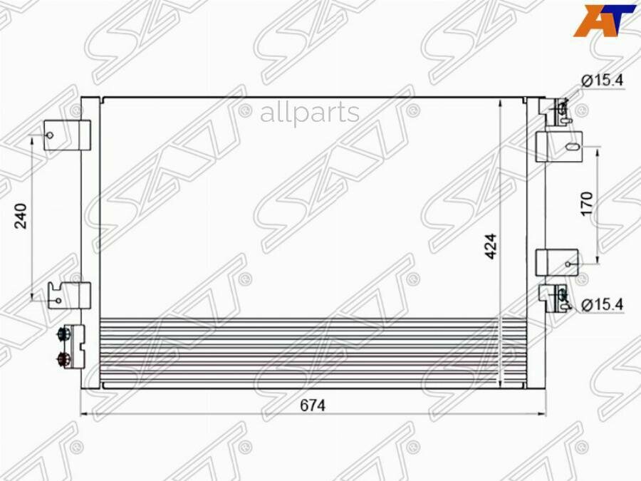 SAT ST-CR57-394-0 Радиатор кондиционера Chrysler Sebring 06-10 / Dodge Avenger 07-14 / Caliber 06-12 / Journey 07-15 /