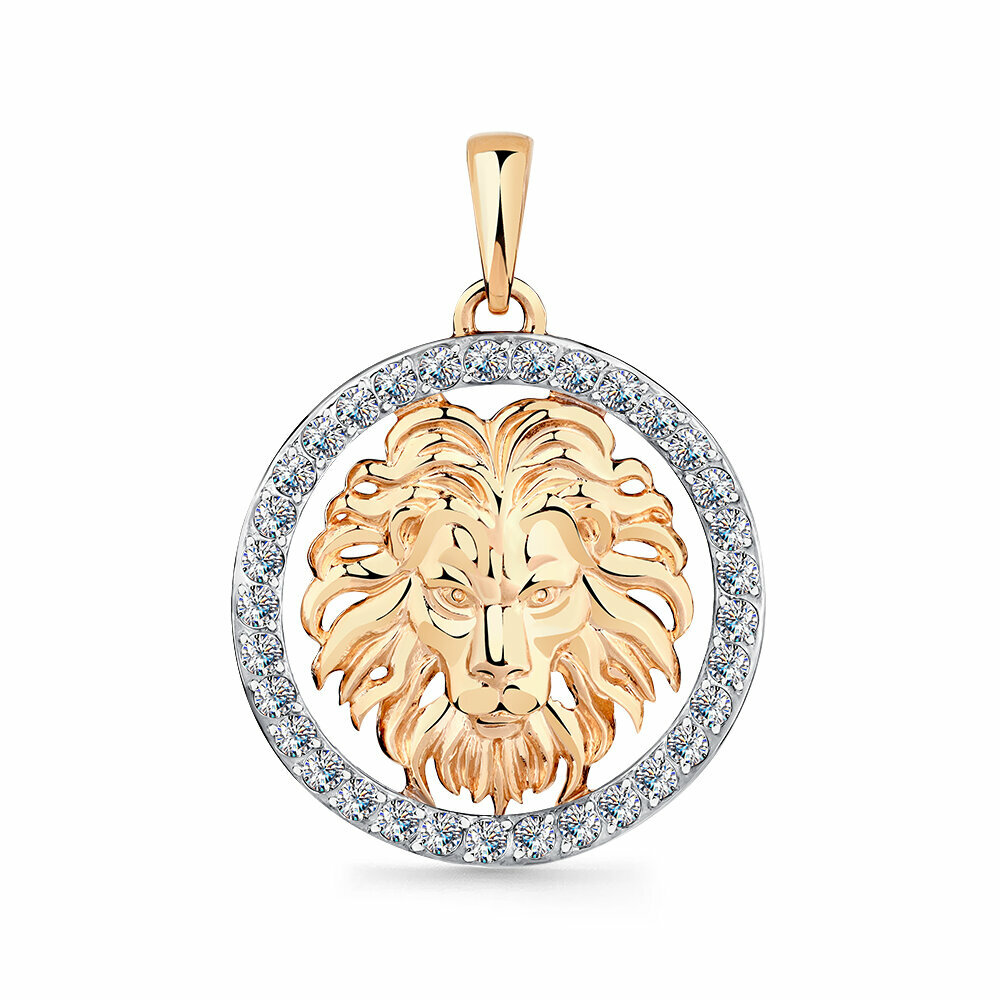 Подвеска, красное золото, 585 проба, фианит