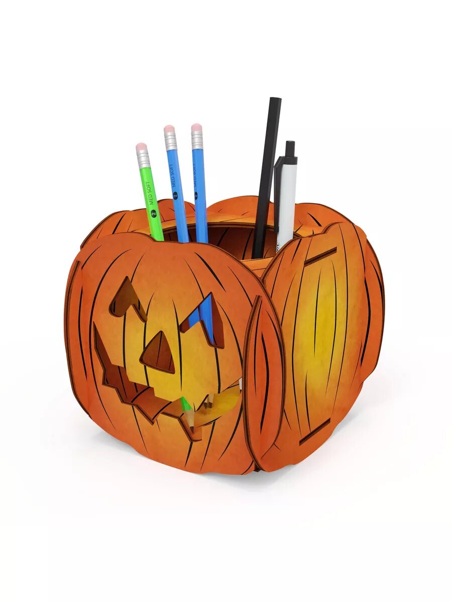 Карандашница тыква на Хэллоуин цветная