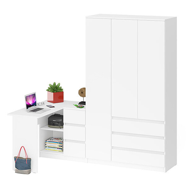 Стол компьютерный Мори МС-16 правый + Шкаф МШ1200.1, цвет белый