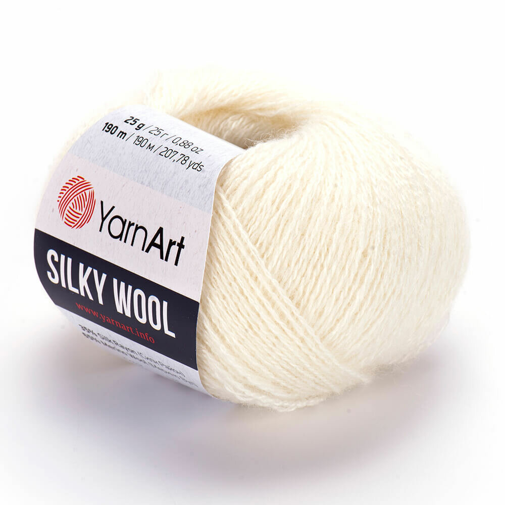 Пряжа для вязания YarnArt Silky wool 330 молочный 25 гр/190 м 65% мериношерсть, 35% шелк Rayon