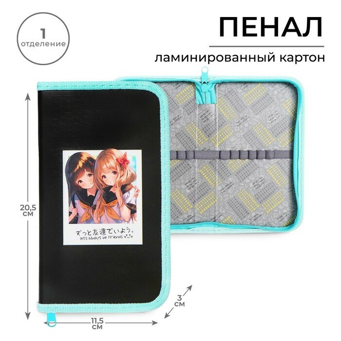 Пенал школьный, 1 секция, 11.5×20.5×3 см Аниме снимок