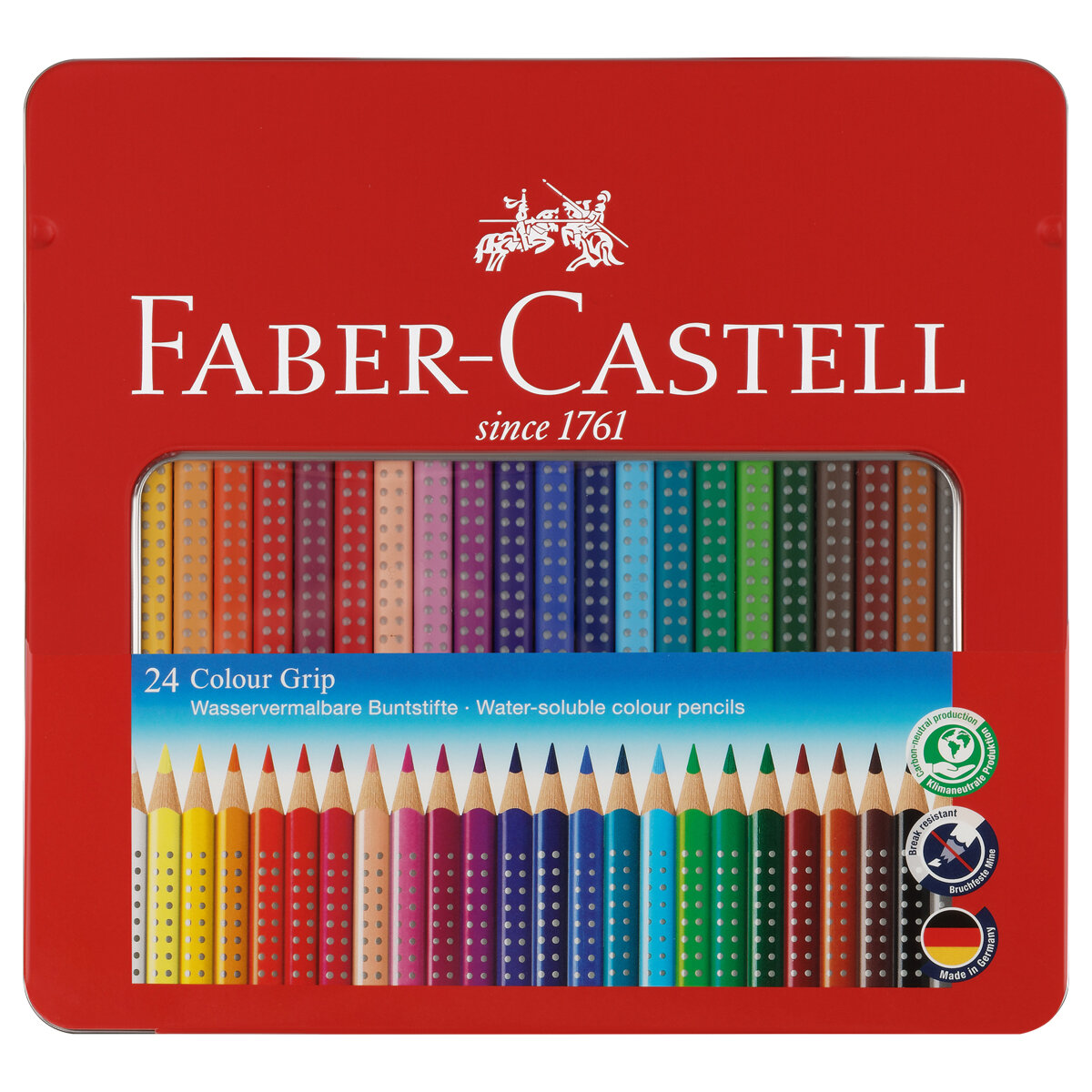 Карандаши цветные Faber-Castell "Grip", 24цв, трехгран, заточен, метал. упак.