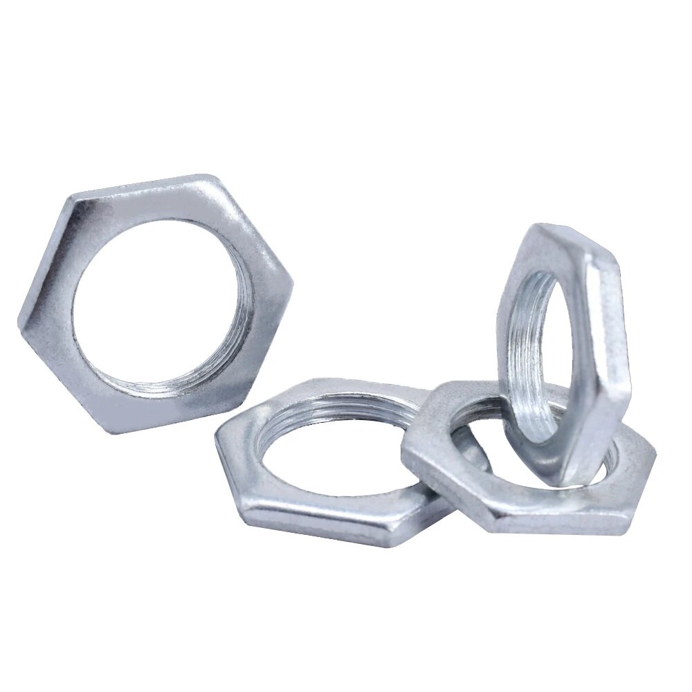 Гайки шестигранные тонкие оцинкованные из углеродистой стали M6 M8 M10 M12 M14 M16 M18 M10x1x2.5(50pcs)