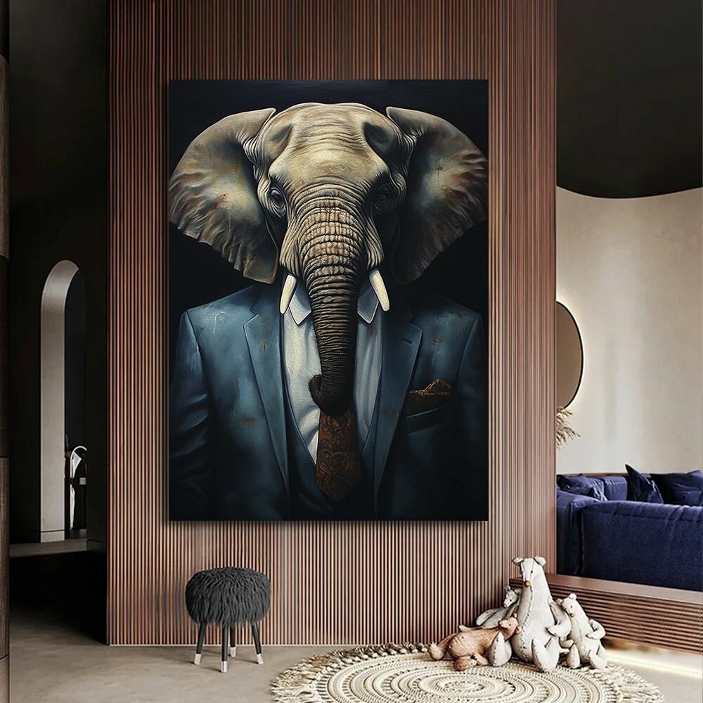 Картина "Слон", на холсте, 40x60 см, поп-арт, на подрамнике, деревянная рама, крепление