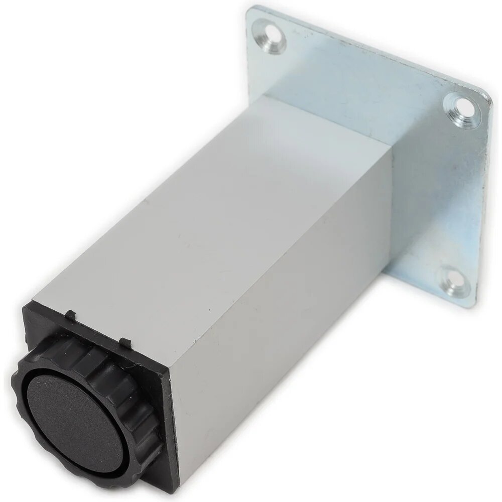 Ножка Tech-Krep алюминий, квадрат, регулируемая, 40x40x100 мм, матовый хром - накл. 127484, пластиковый, белый