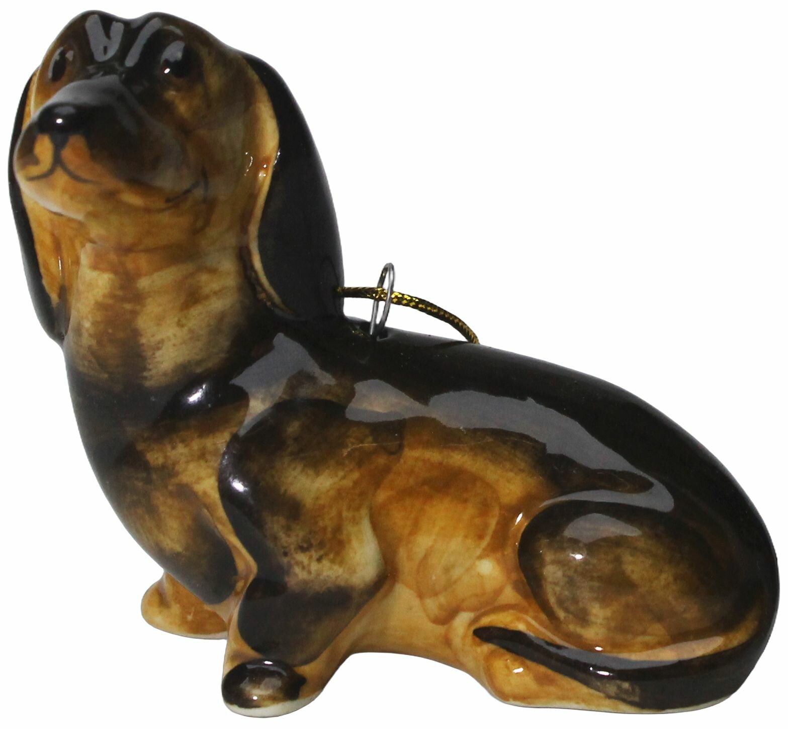 "Такса гладкошерстная" в картонной коробке фарфоровая елочная игрушка украшение цветная коллекция