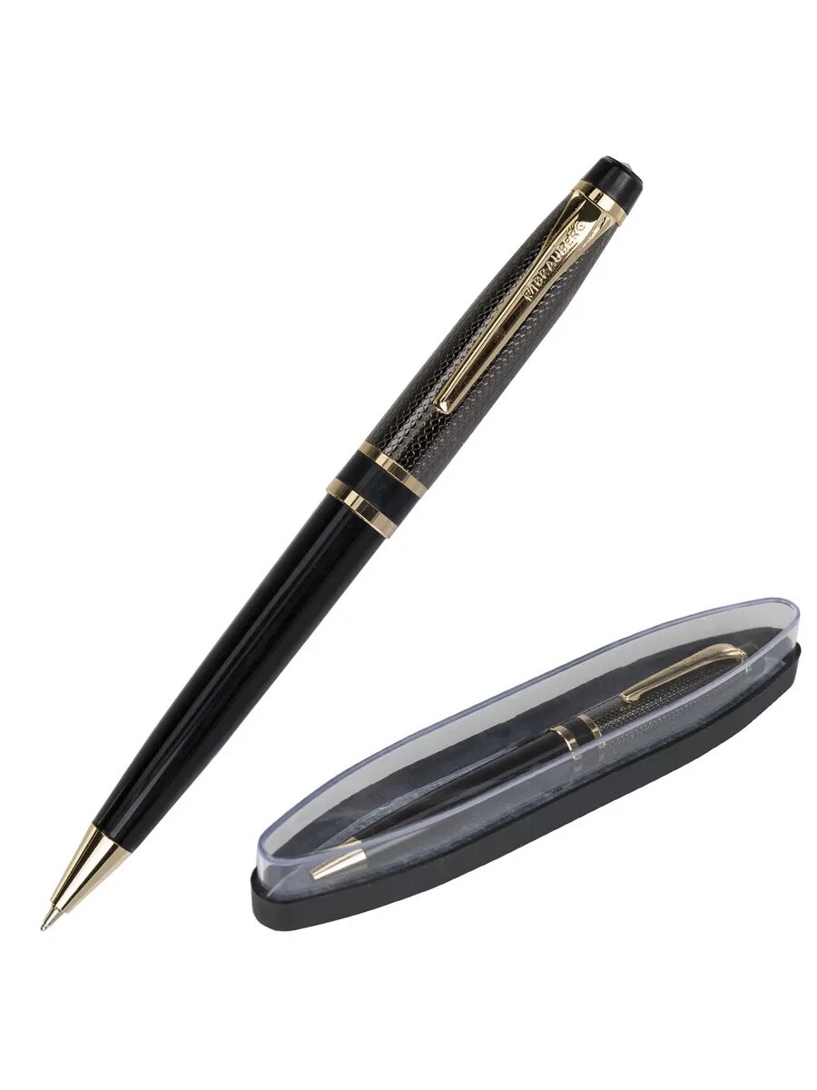 Ручка подарочная шариковая, синяя, корпус золотистый