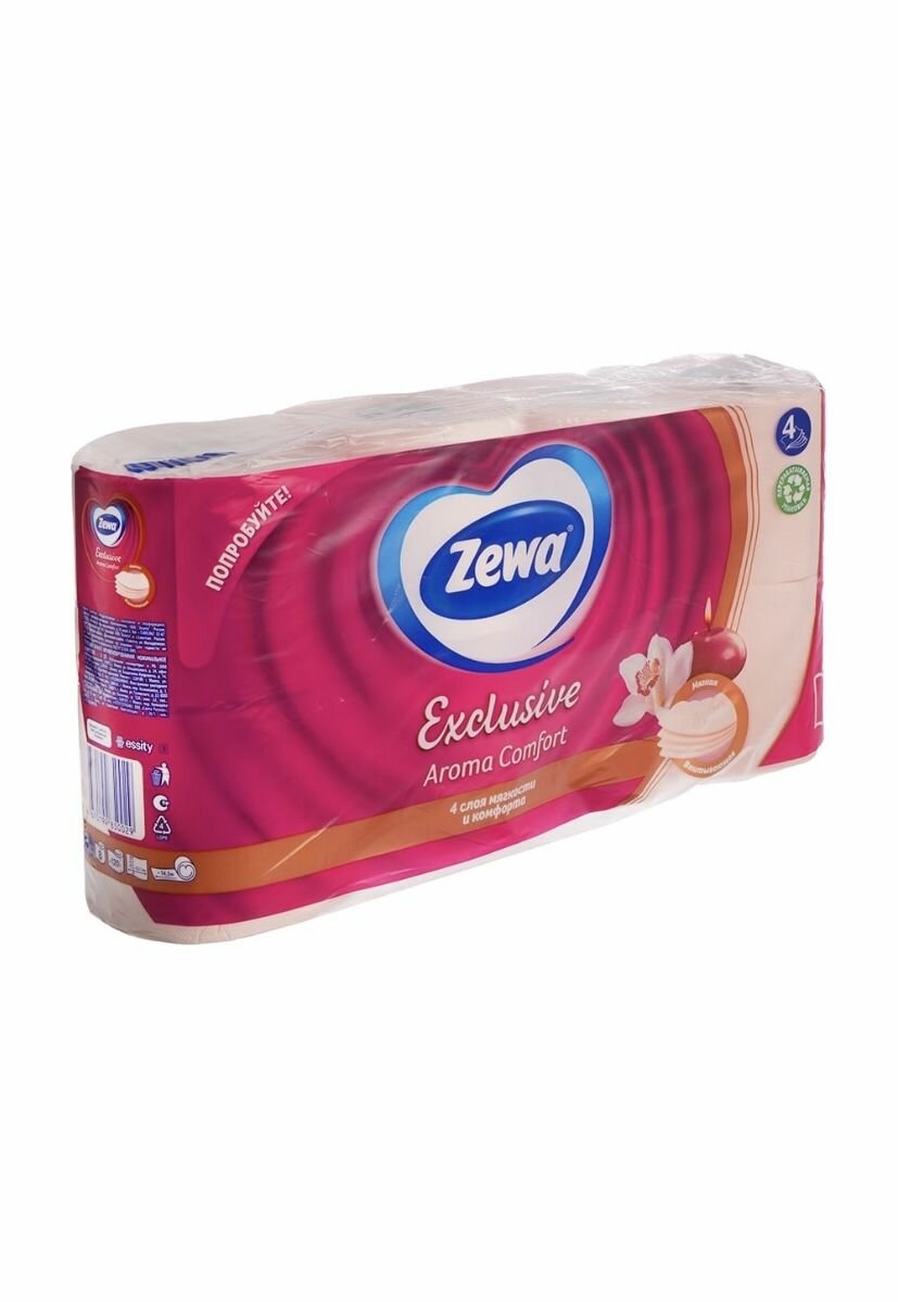 Туалетная бумага "Exclusive", Zewa, 4 слоя, 8 рулонов
