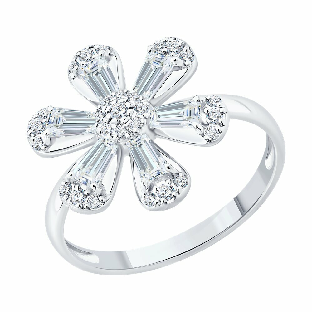 Кольцо, белое золото, 585 проба, бриллиант выращенный