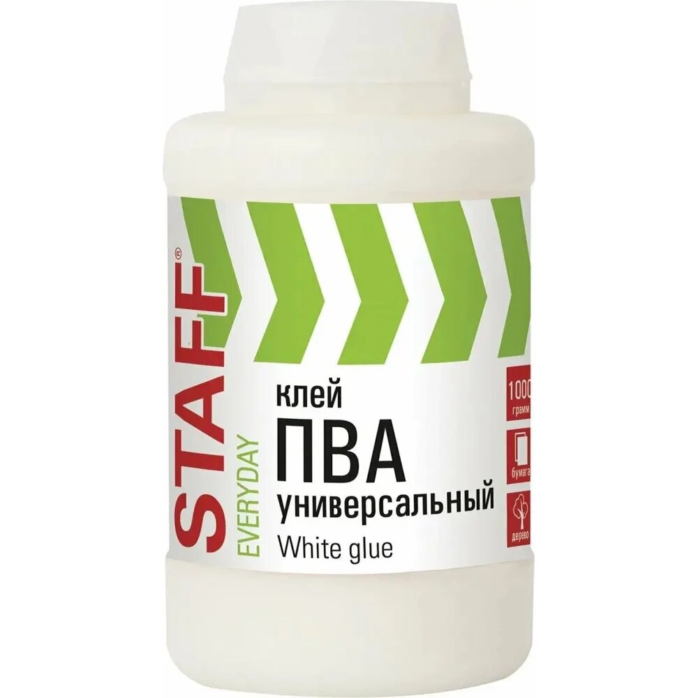 Универсальный клей пва Staff 1 кг (бумага, картон, дерево) 880663