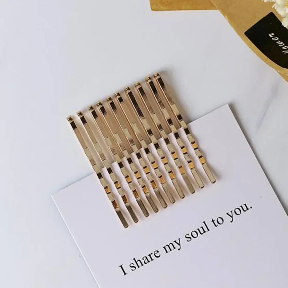 Заколки для волос золотые металлические 10 шт