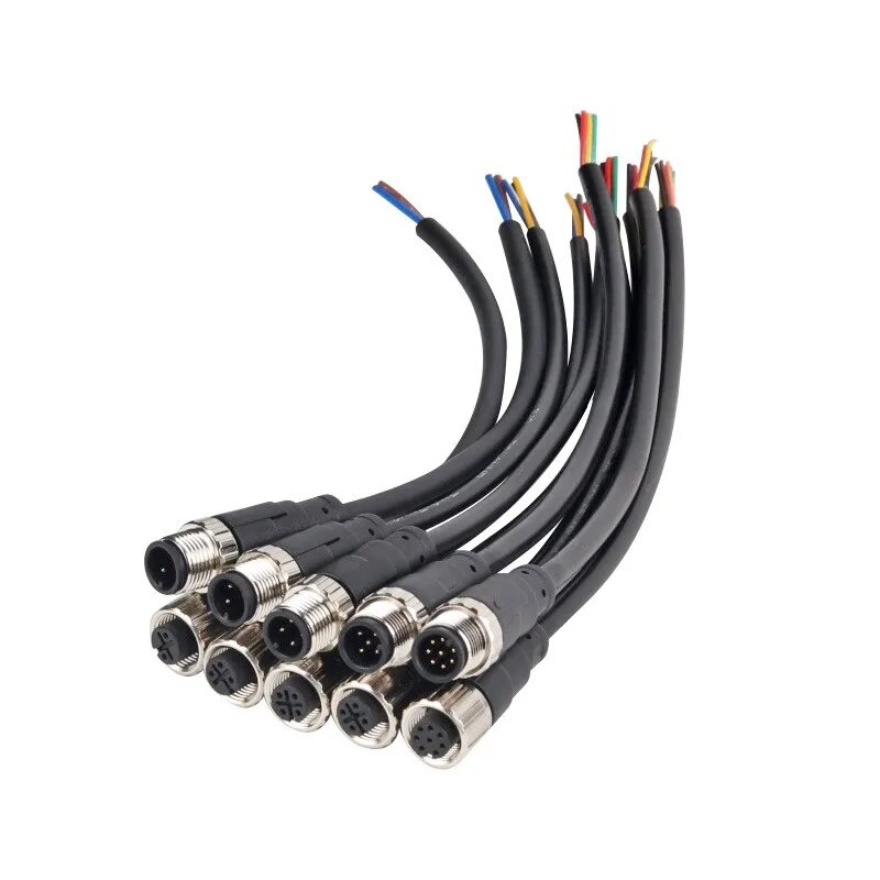 NinthQua M12 Sensor Connector 2 3 4 5 8 Pin Aviation Cable 20cm 5Pin, Male