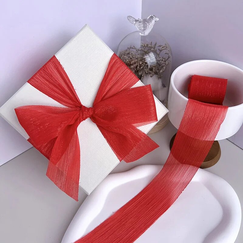 Серебряная блестящая лента из полиэстера 7