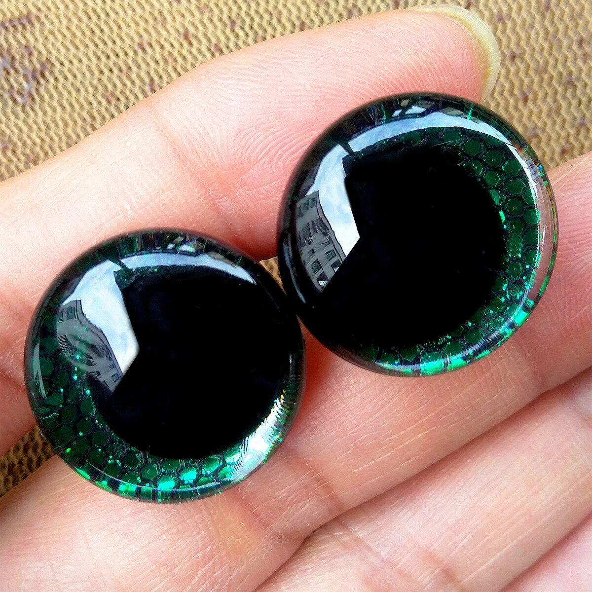3D блестящие трапециевидные глаза для вязаных игрушек 16/18/20/22/25 мм Изумрудный, Geen-A, 16mm