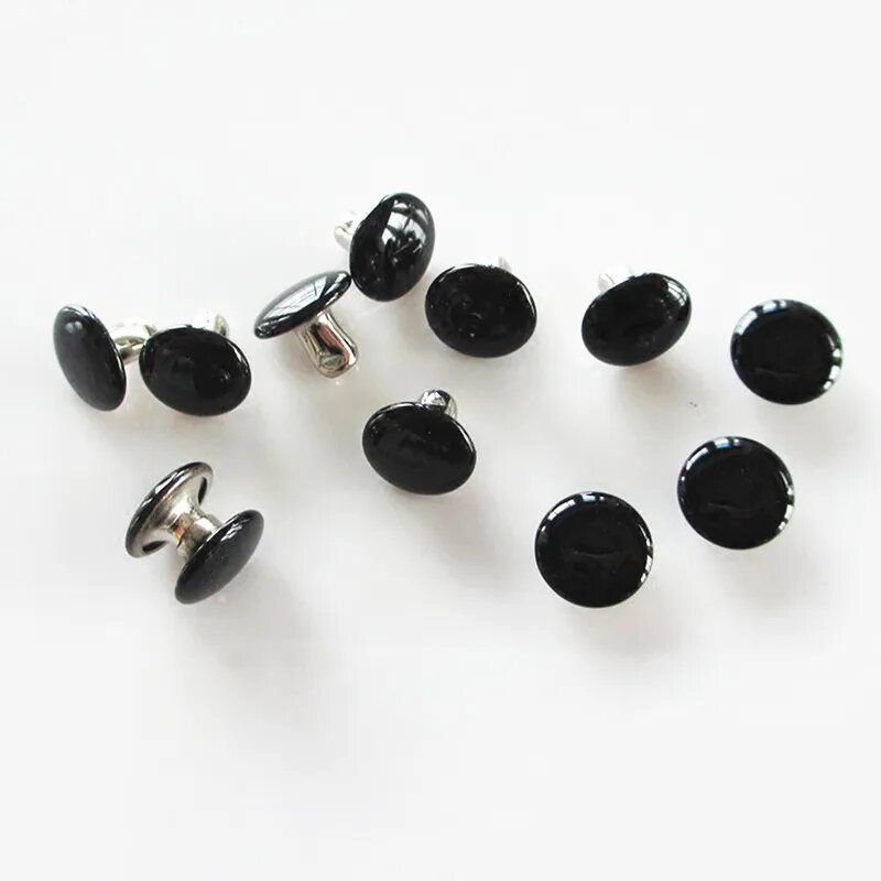 Двусторонние заклепки AIJJU 50 шт, черные и белые Черный, 6mm 6mm, black