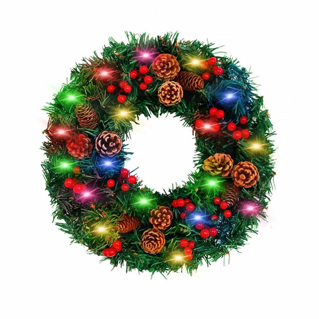 Рождественское украшение гирлянда-гирлянда из сосновых шишек 40 см плюс разноцветные гирлянды