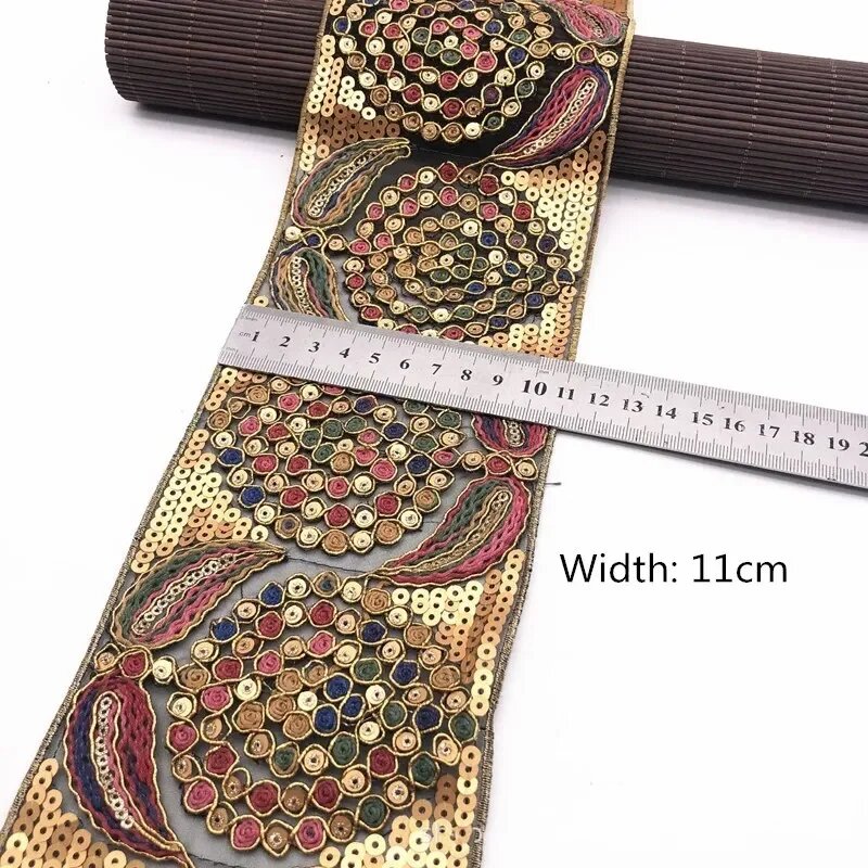 Кружевная лента с пайетками, 1 ярд, полиэстер/нейлон 1 yards