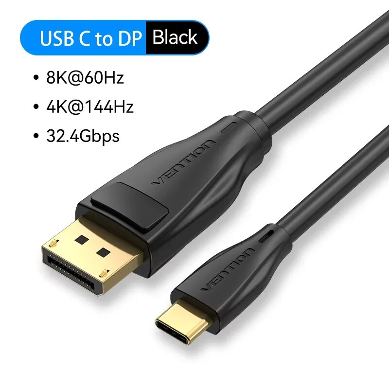 Кабель Vention USB C - DP 8K@60Hz, 1m, черный