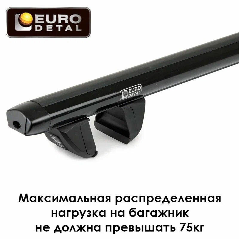 Багажник на рейлинги с просветом аэродинамический черный Евродеталь для Lada Priora универсал 5д рейлинги 2007-н. в.