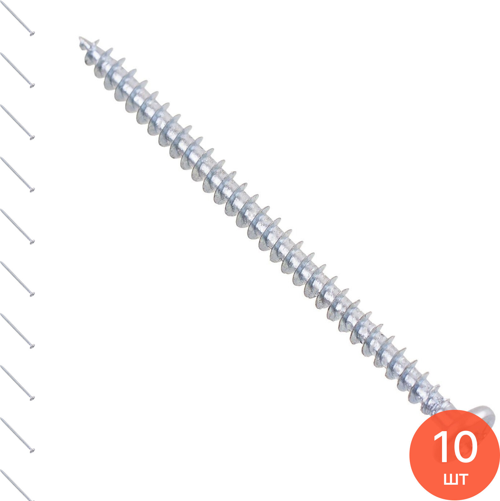 Саморез Стройбат универсальный оцинкованный с полукруглой головкой из стали, белый, 4.0х60мм, PZ2, 6шт. в упаковке / крепеж (комплект из 10 шт)