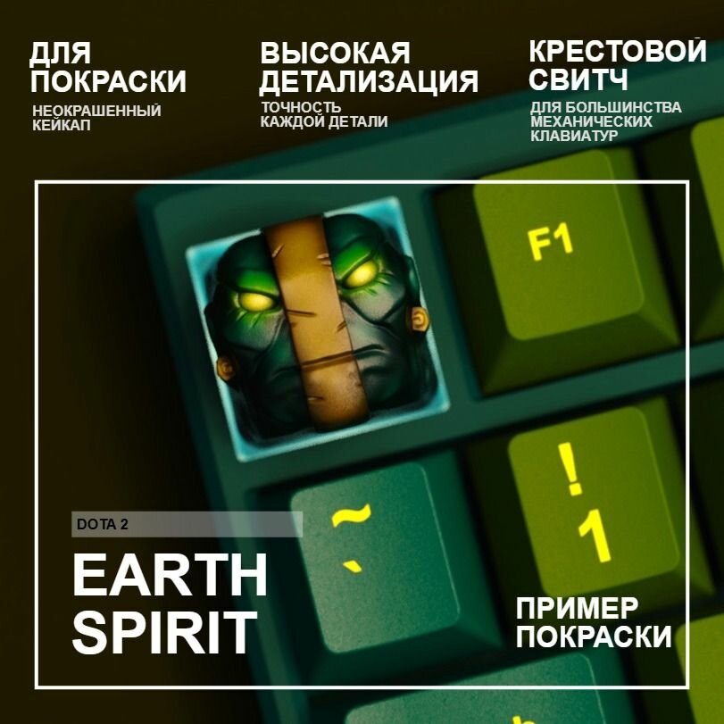 Кейкап неокрашенный Земеля, Earth Spirit (Dota 2, Keycap), серый