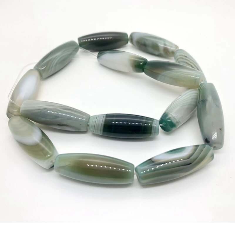 Бусины из натурального агата 10 х30 мм для изготовления ювелирных изделий из Ботсваны «сделай сам», подарок на Рождество 15 дюймов green