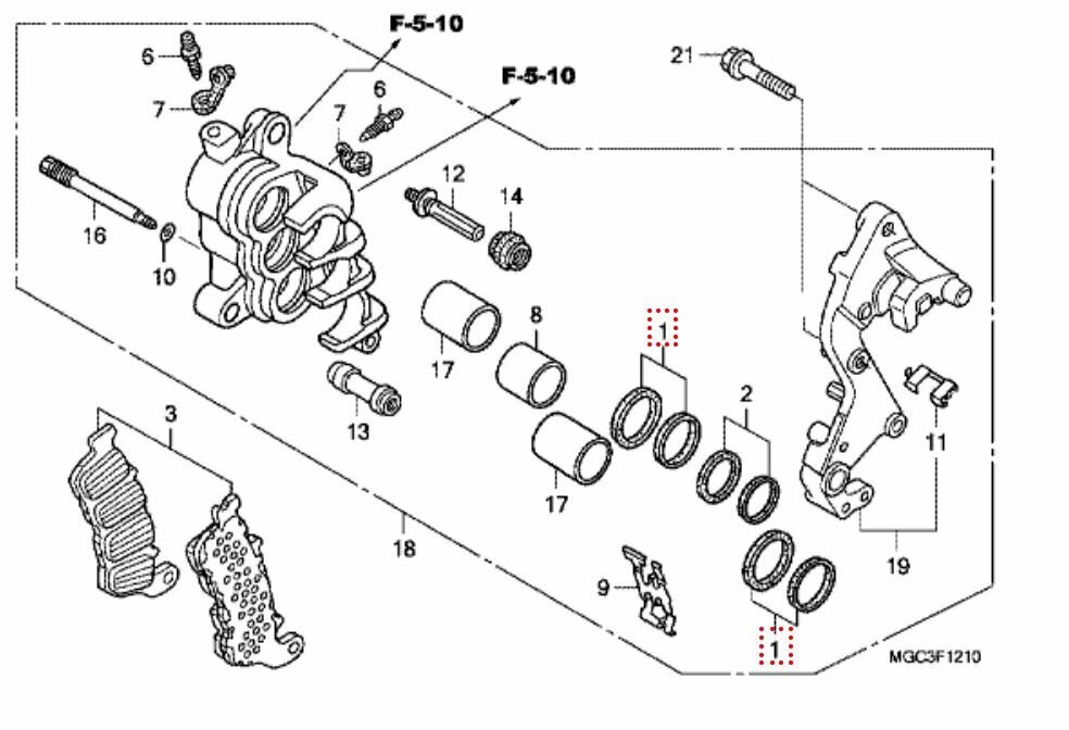 Ремкомплект переднего суппорта для мотоцикла Ноnda; Артикул Honda: 06431MA3405 (Оригинал)