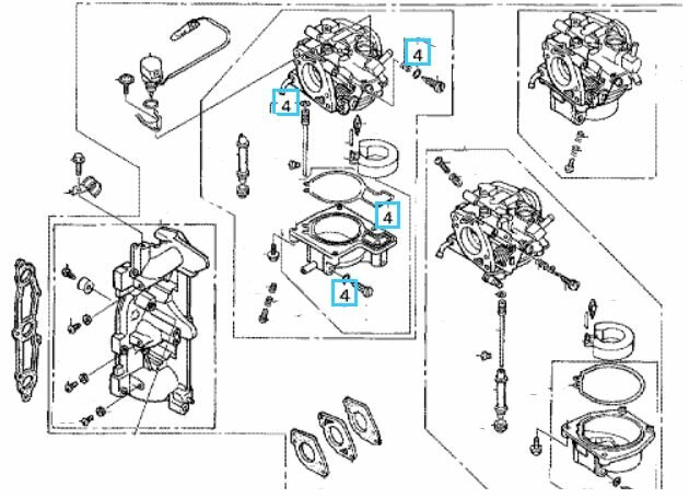 Комплект прокладок карбюратора для двигателя лодочного мотора Honda BF25-BF50; Артикул Honda: 16010ZW4H01 (Оригинал)