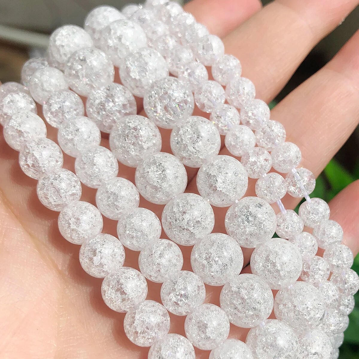 Кварц трескающийся, бусины 8мм, 48шт, цвет: Cracked Crystal