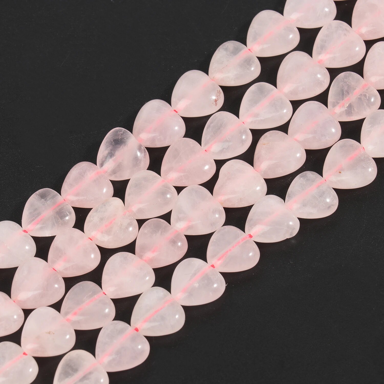 Бусины AOHAYOOMQ сердце 11 мм натуральный камень 29 видов Розовый, rose quartz