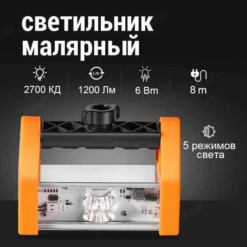 Лампа WS-01 "Ultra" маляра, светодиодная, ударопрочная, 50Вт, с чемоданом YZ