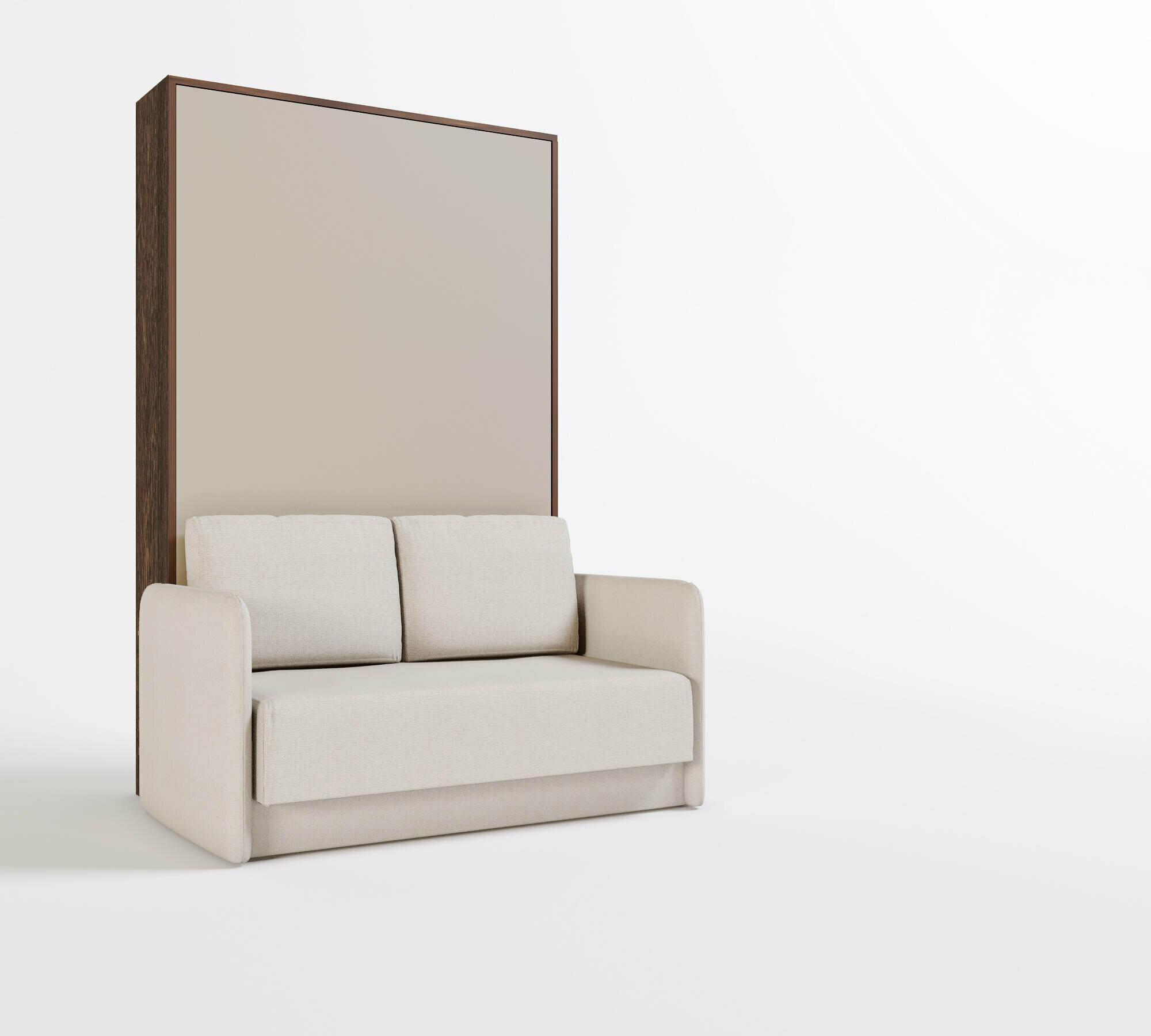 Шкаф кровать-трансформер с диваном Летто Пуф 1200 с узкими подлокотниками и нижней планкой Лайт Космо