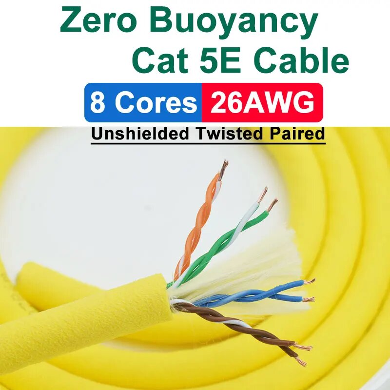CHENORAEL CAT 5E 8-жильный медный кабель нулевой плавучести 26AWG 100 м 50 Meters