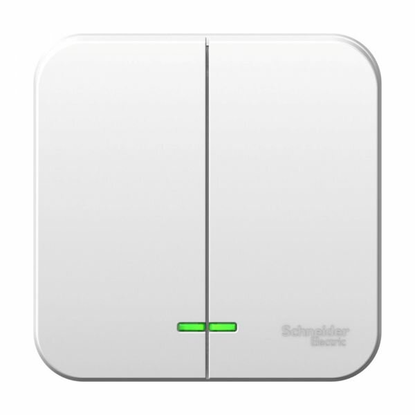 6 шт. Systeme Electric Blanca наружный Белый Выключатель 2-клавишный с подсветкой 6А, 250B, изолир. пластина, BLNVA065111