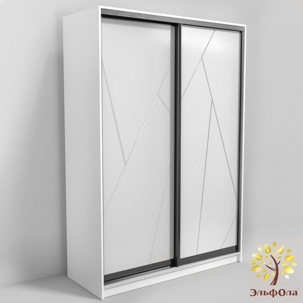 Шкаф-купе ЭльфОла "Геометрия" 110*45*240 см, белый шагрень, фрезеровка на МДФ