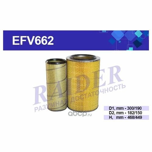 Фильтр воздушный КАМАЗ 6520 дв.740.50-360 740.51-320- ЕВРО-2 Cummins KAMAZ 721110956010 721110956020 721110956030 Raider EFV662