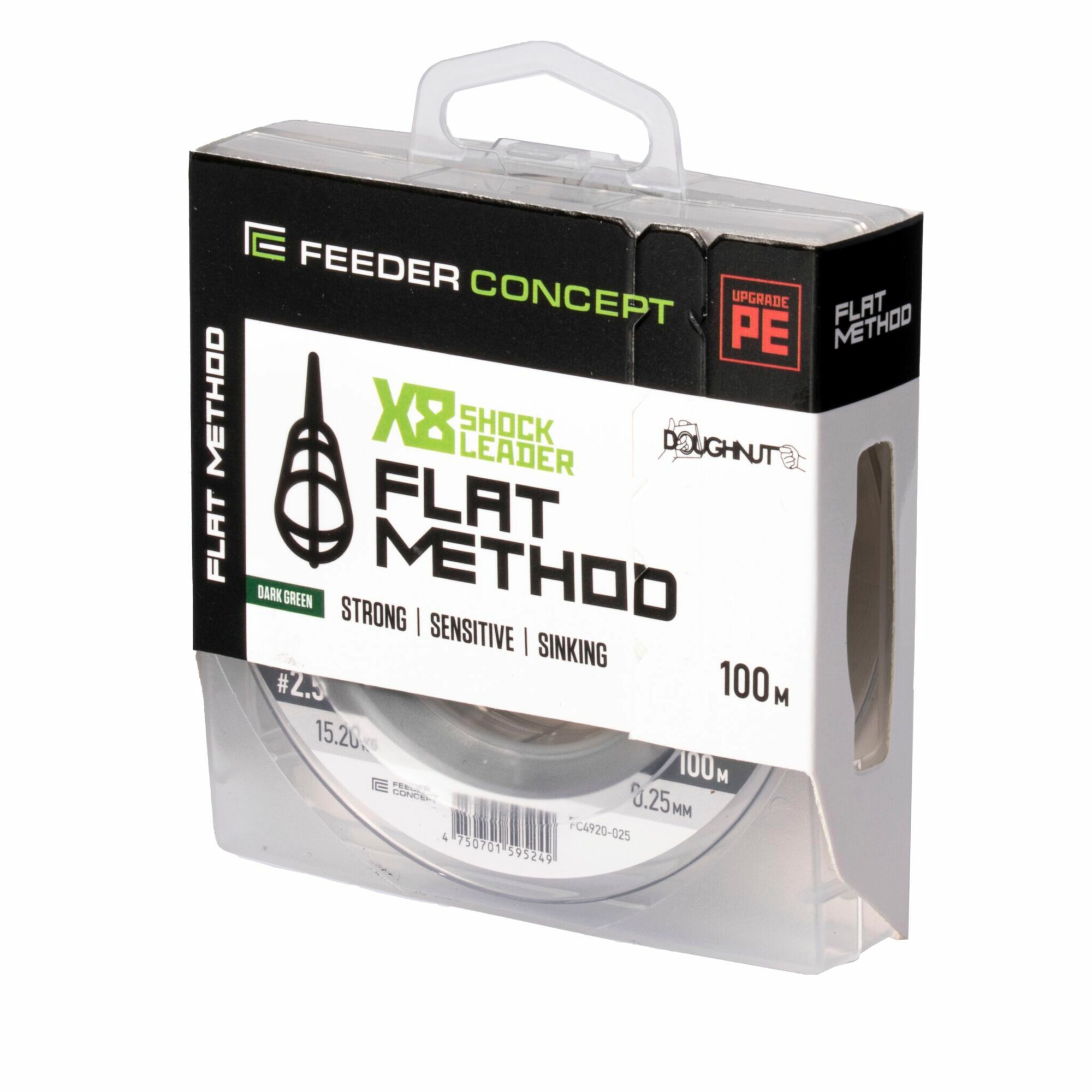Шок-лидер плетёный Feeder Concept Flat Method х8 SHOCK LEADER Dark Green 100/025