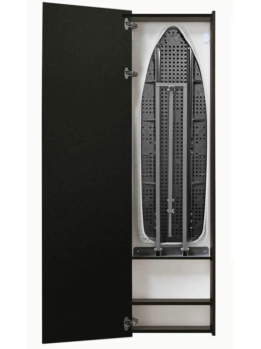 Встроенная гладильная доска с зеркальным фасадом Айрон Бокс XL Термо, Венге распашная лево