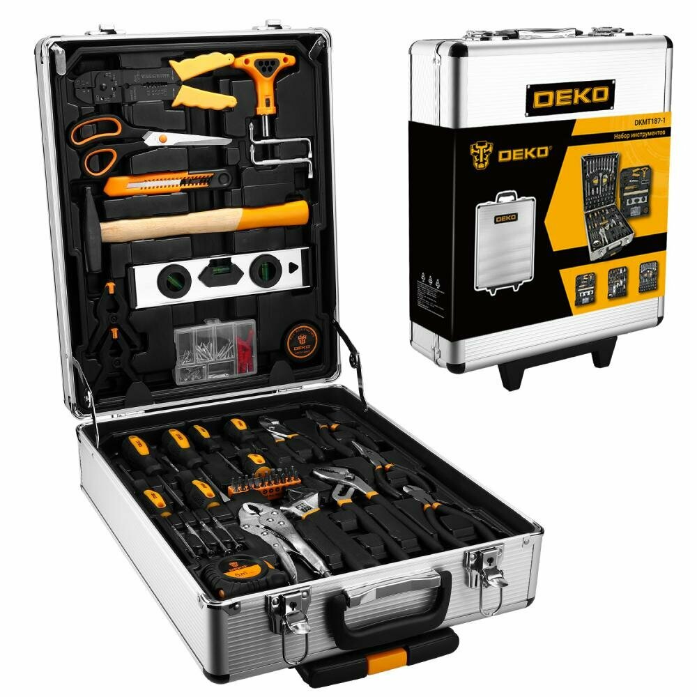 Набор инструментов для дома и авто в чемодане DEKO DKMT187-1 187 предметов 083-2008