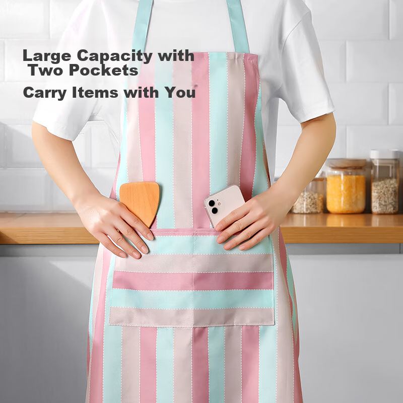 Meiliya Splash-Proof, Oil-Proof, And Stain-Resistant Kitchen Apron for Home Use, Durable Protective Clothing for Housework And Cleaning, Restaurant Waist Apron, Pink Striped