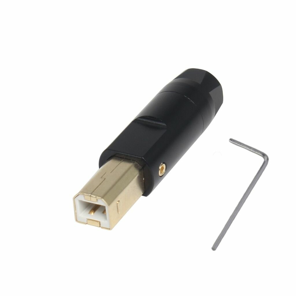 Разъем питания, USB B 2.0 алюминиевый разъем 6MM выходное отверстие - черный, 1 набор