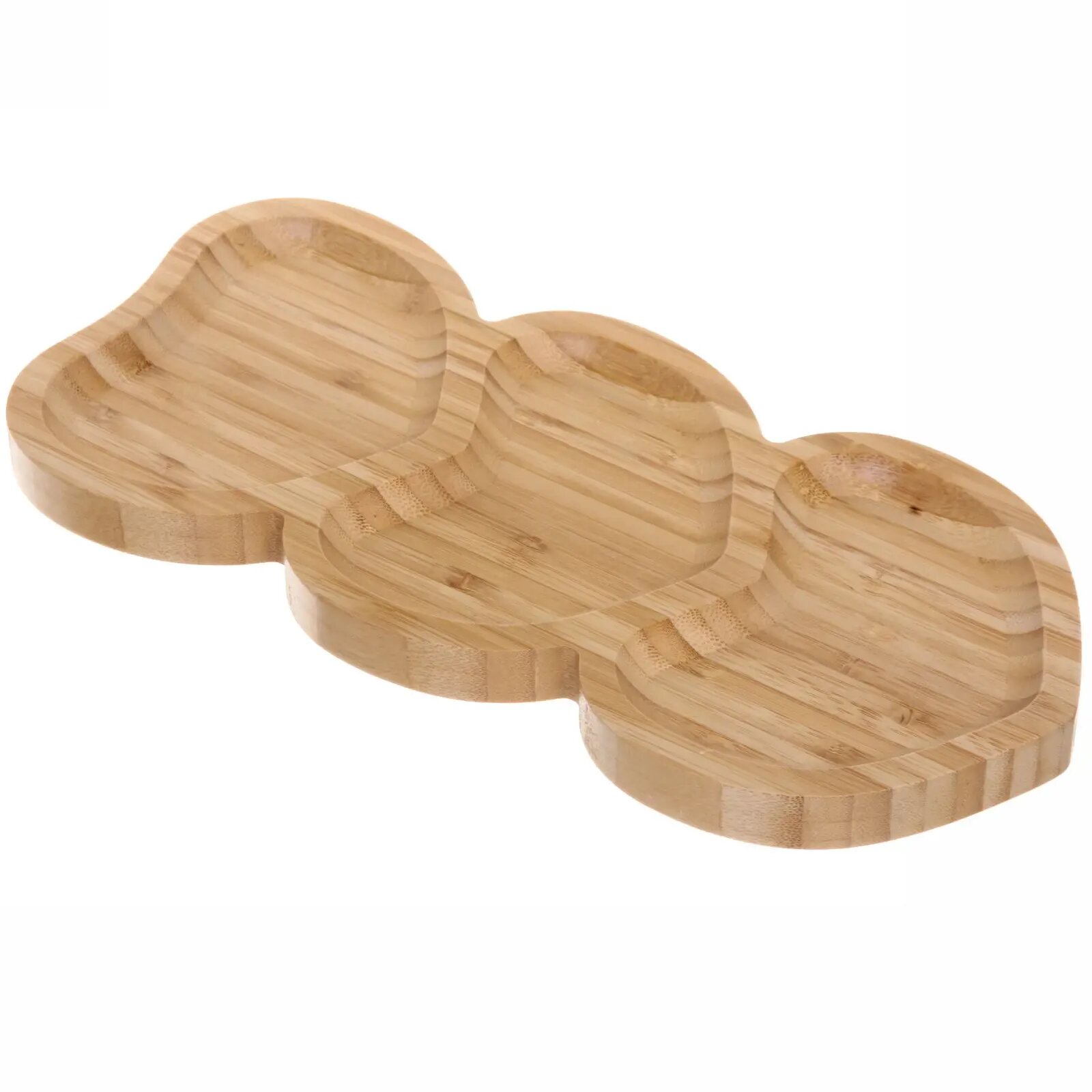 Менажница бамбуковая «SHEF» 34x15 см, сердце, 3 секции, натуральный цвет